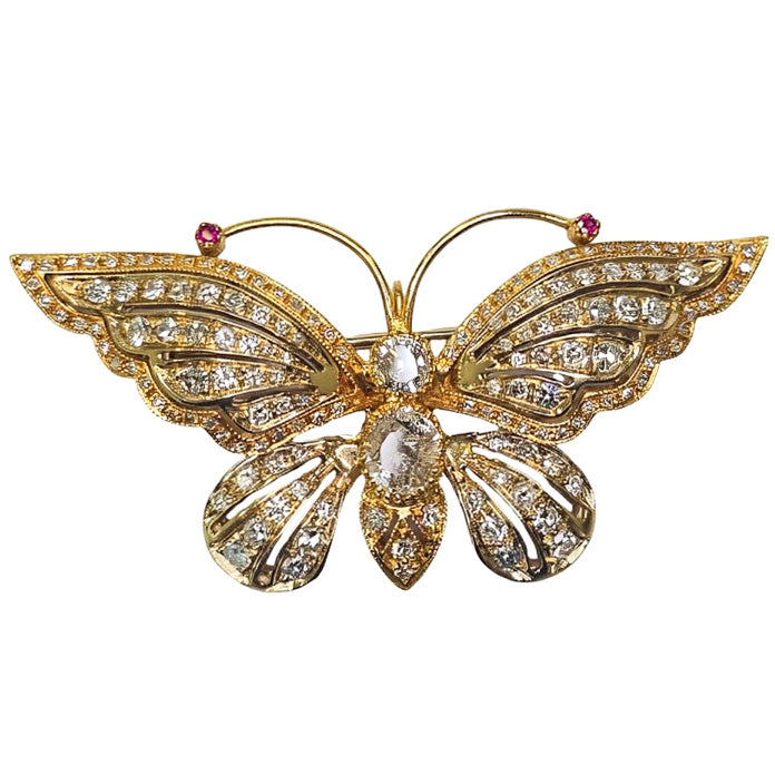 Vintage Diamond & Ruby Butterfly Brooch– Warrenders Jewellers